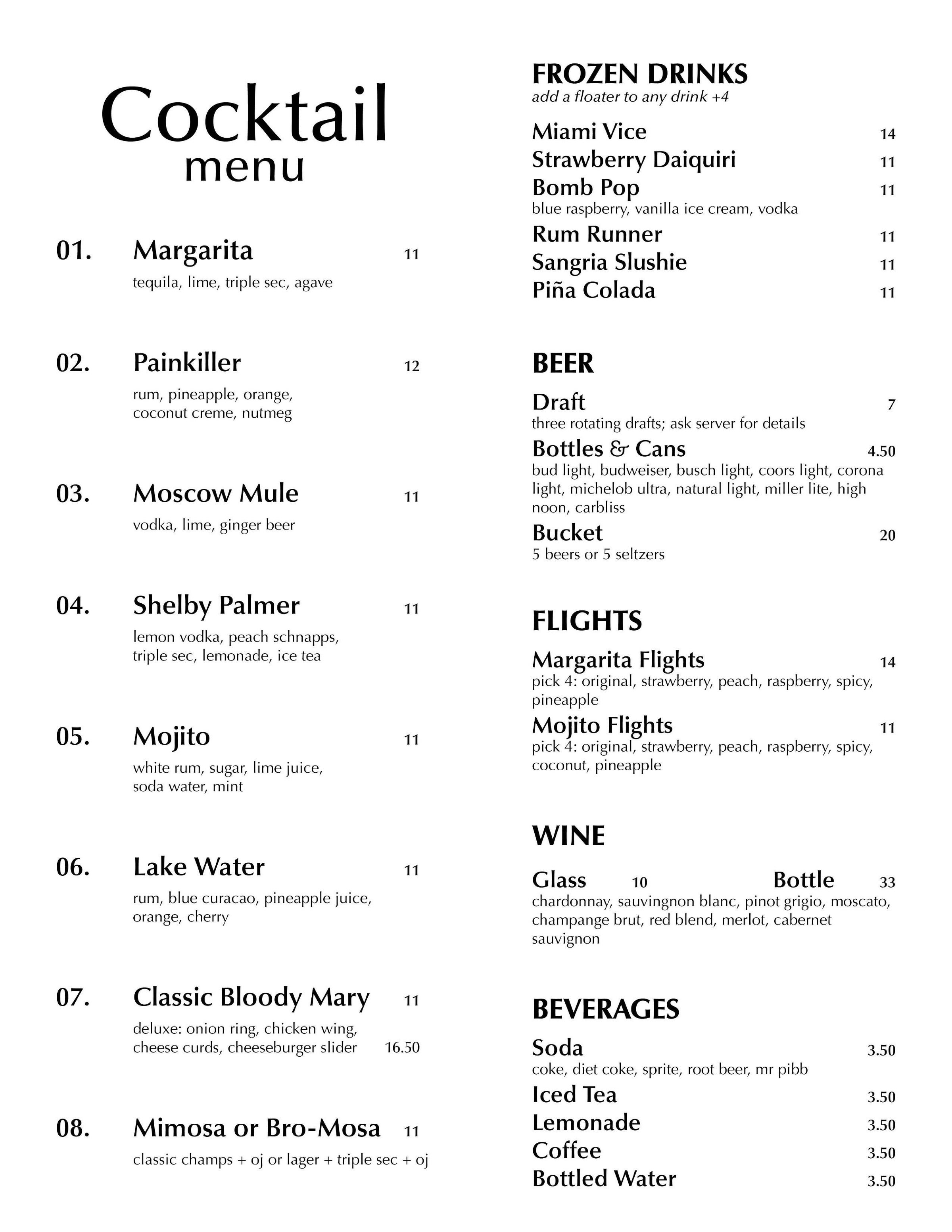 MENU | Shore House Bar & Grill
